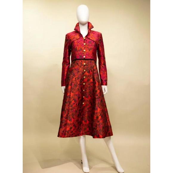 Samuel Dong | Dresses | New Samuel Dong Brocade Coat Dress Red In Red ...